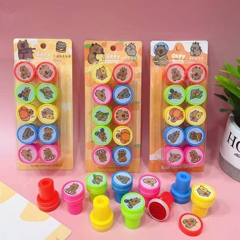 10Pcs/Set Kawaii Capybara Cartoon Kids Self Inking Stamp Seal Toy ...