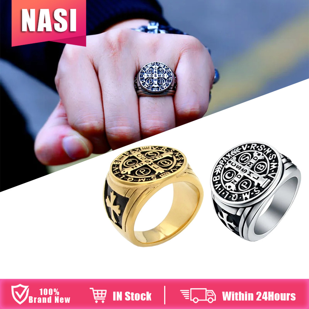7-10 Pure Stainless Steel CSPB Ring Catholic Patron Saint Benedict Of ...