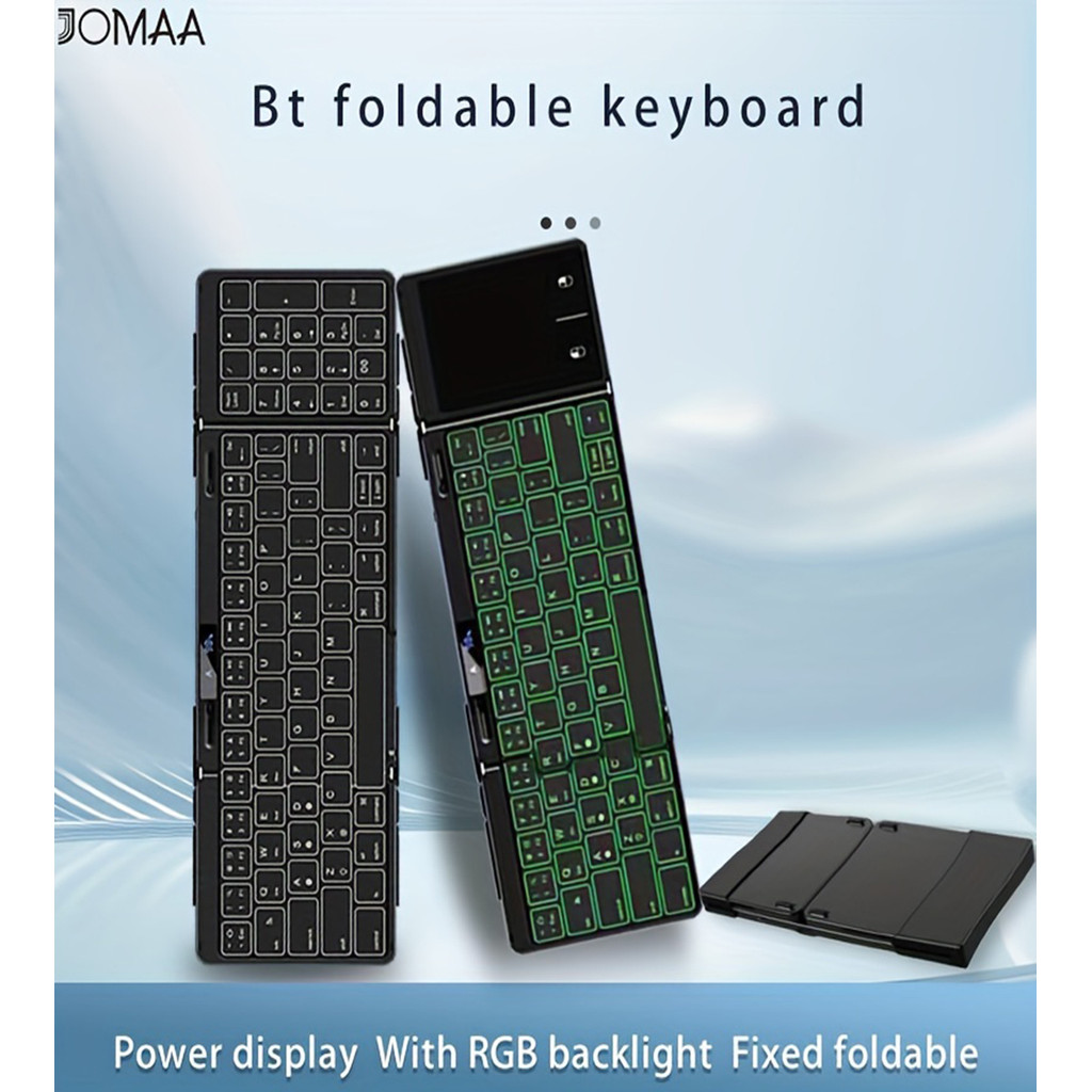 Jomaa Rgb Backlight Bluetooth Foldable Keyboard With Battery Level Display Rechargeable Wireless