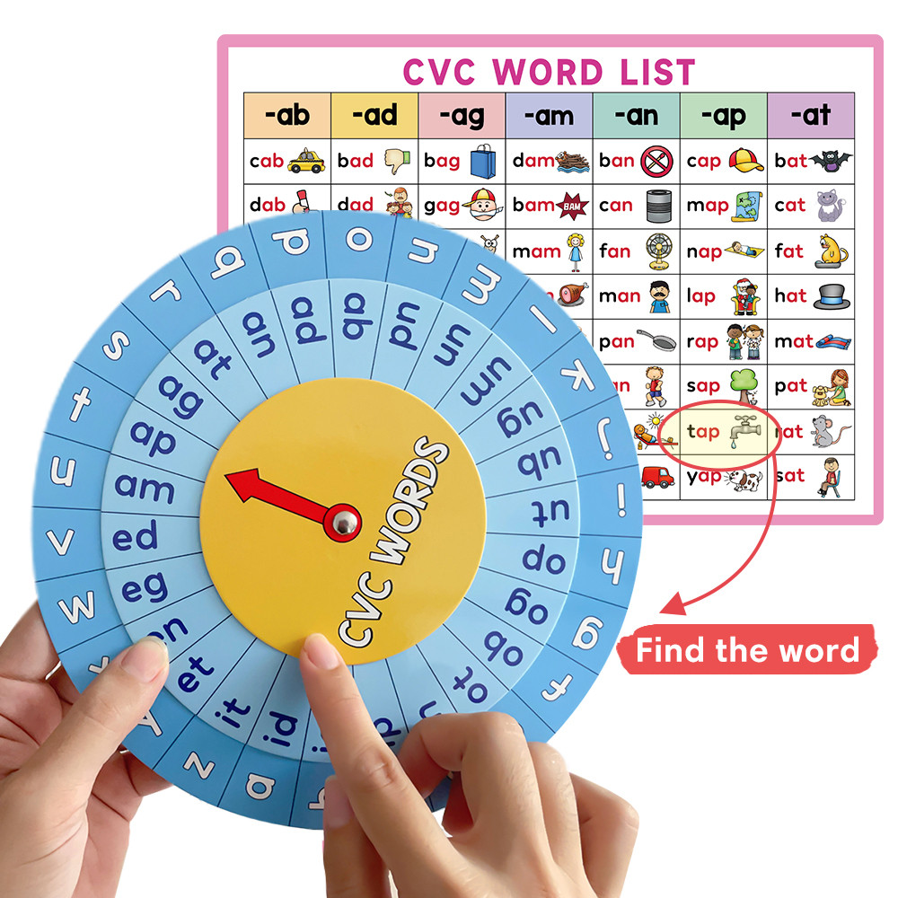 CVC Word Games Turntable, CVC Word Puzzles Game Sight Words Toy, Kids ...