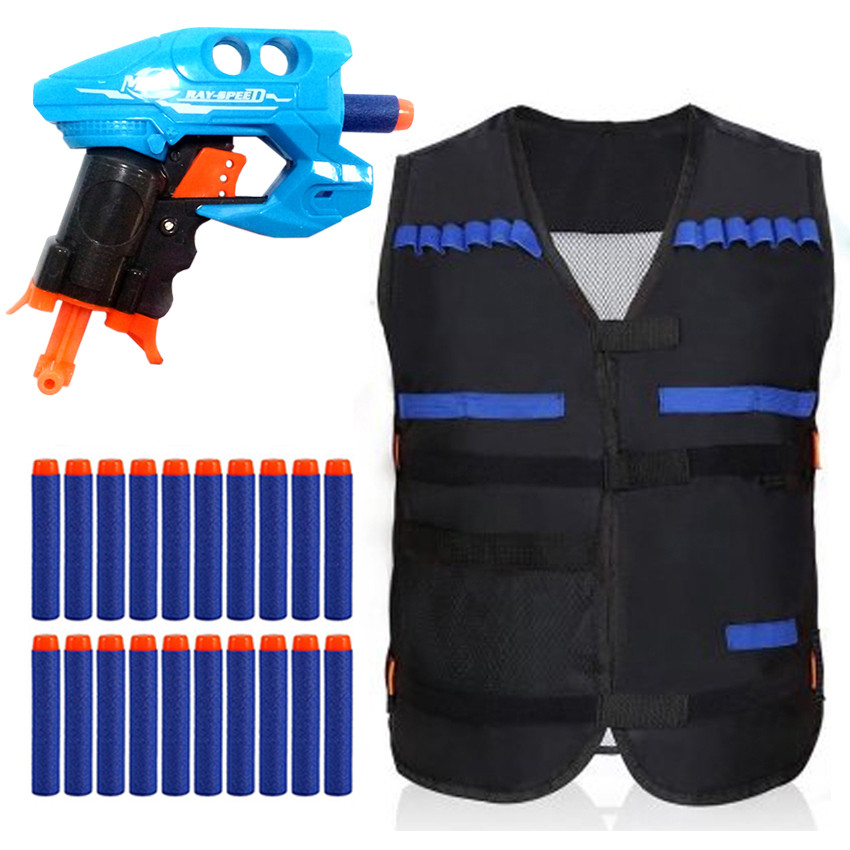Kids Black Tactical Jacket Super Mars Set Outdoor Game Nerf and 20Pcs ...