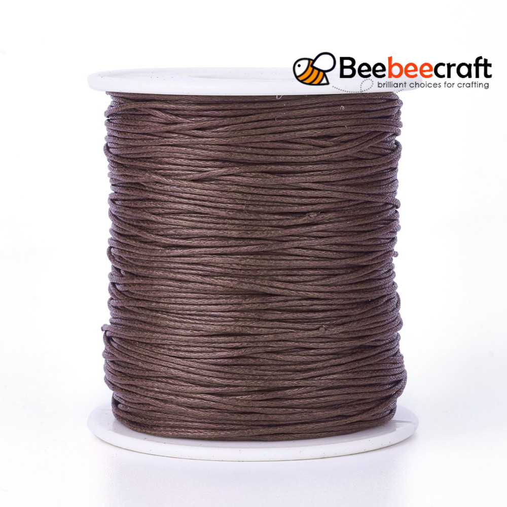 1Roll Waxed Cotton Thread Cords Saddle Brown 1mm about 100yards/roll ...