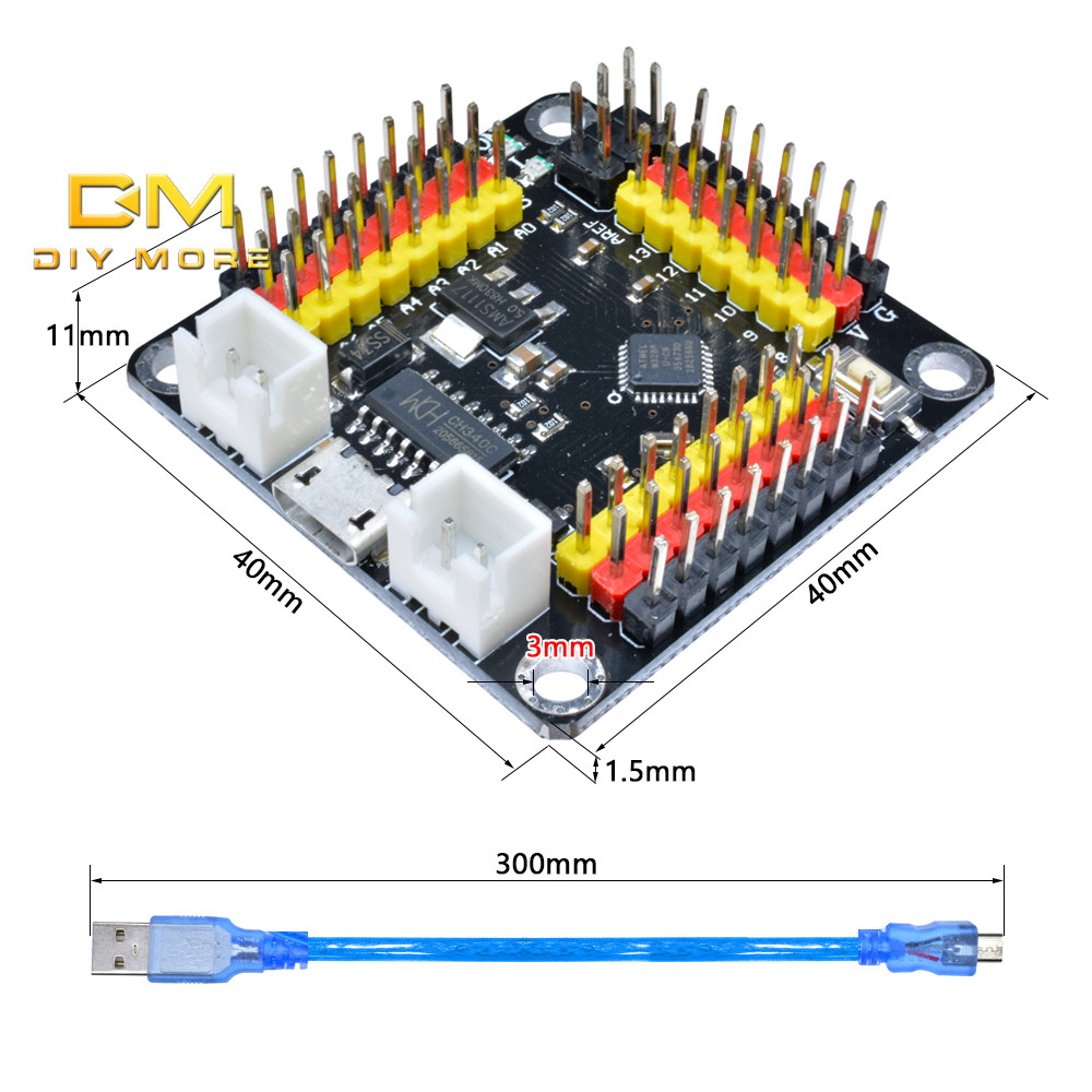 Diymore 1 Set [2 Pieces] NANO 3.0 Atmega328P CH340C DM Strong Arduino ...