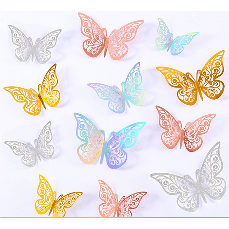 12pcs/Set 3D Hollow Balloons Sticker Butterfly Stickers Sparkling ...