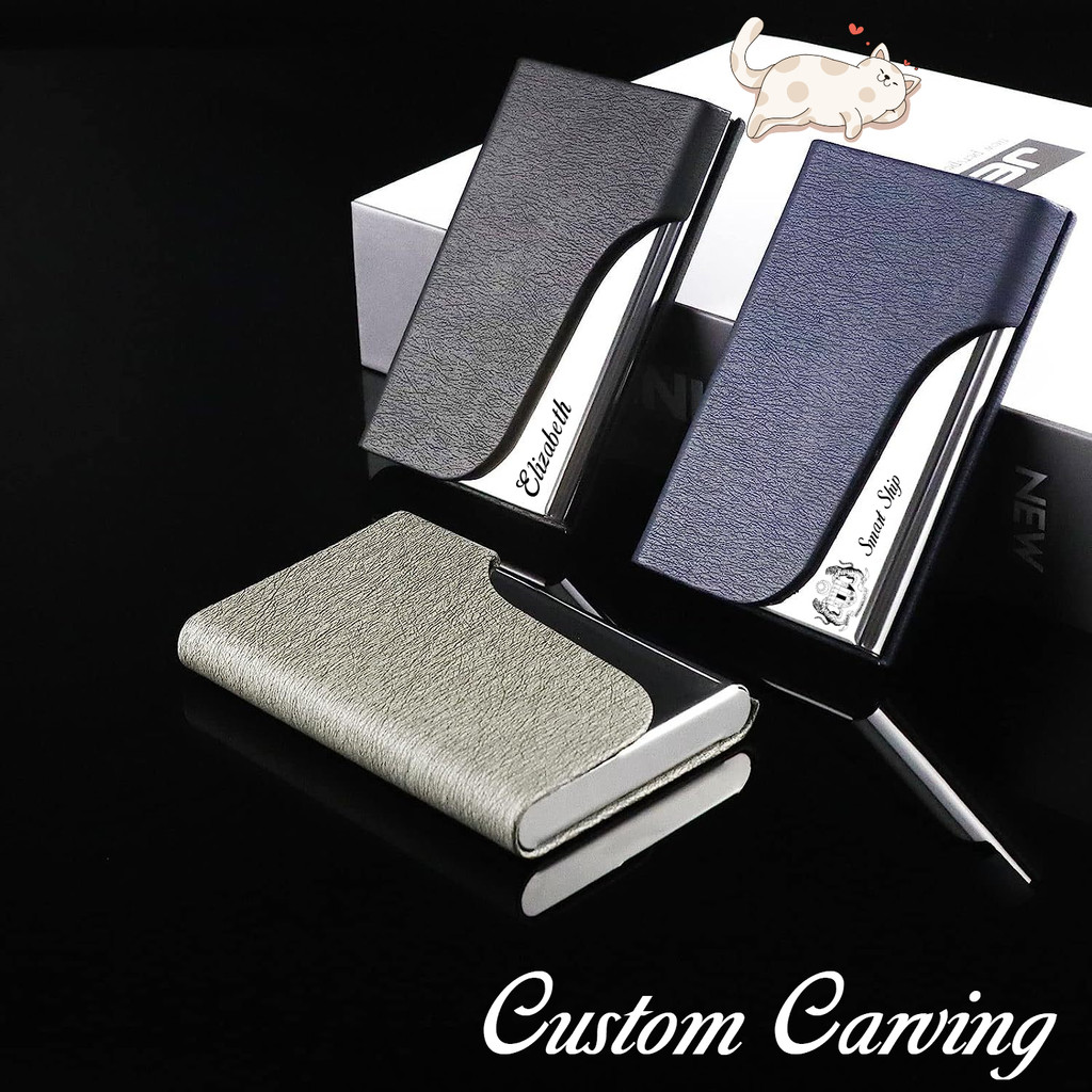 Customized carved stainless steel personalized business card holder ...