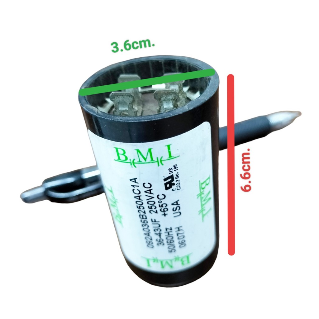 BMI Starting Capacitor Brand 36-43UF 250VAC Terminal type | Shopee ...