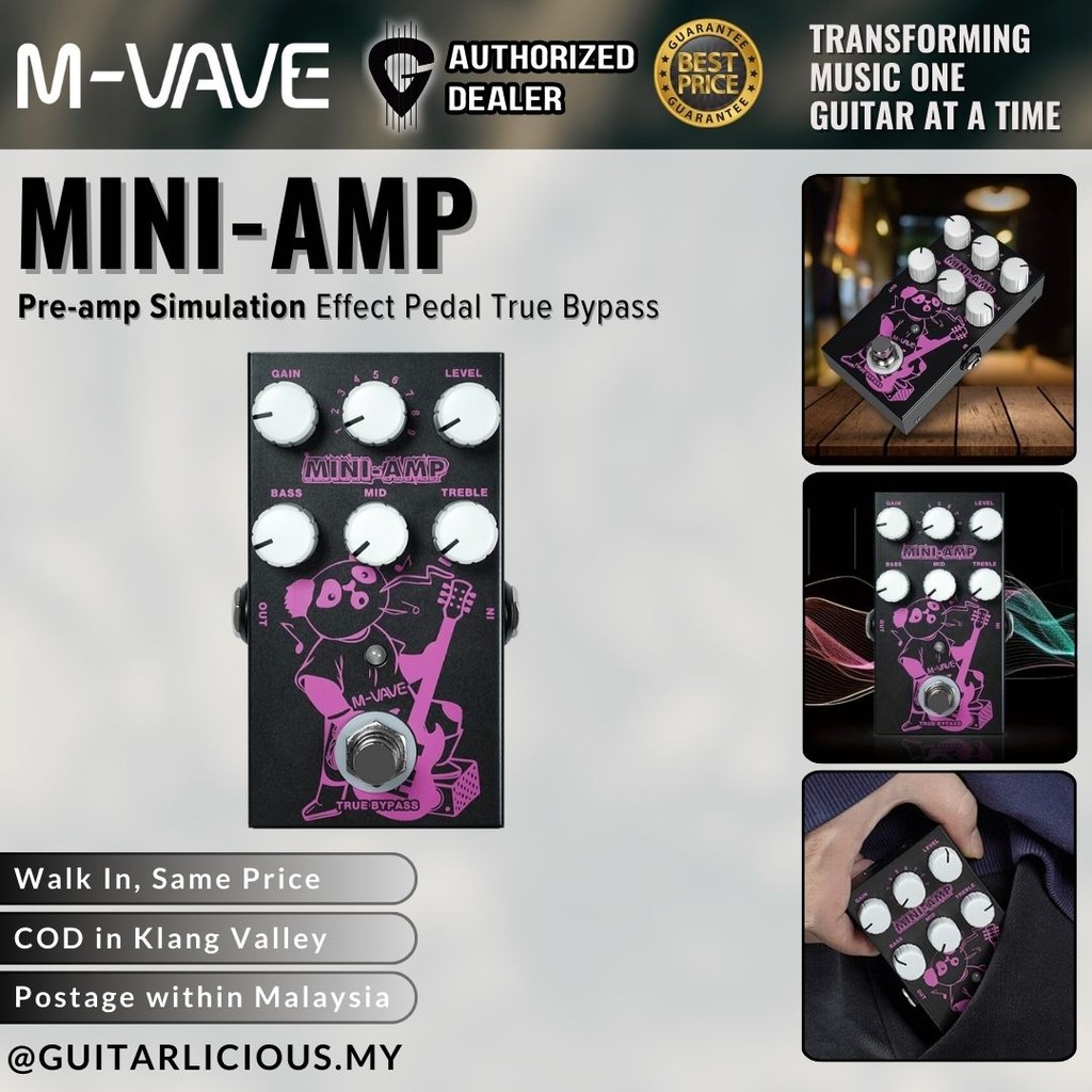 M-VAVE MINI-AMP Pre-amp Simulation Effect Pedal 9 Classic Amp Effects 3 Band EQ True Bypass ...