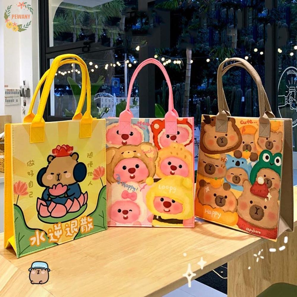 PEWANYZZ Labubu Felt Handbags, Loopy Lotus Flower Capybara Shoulder Bag ...