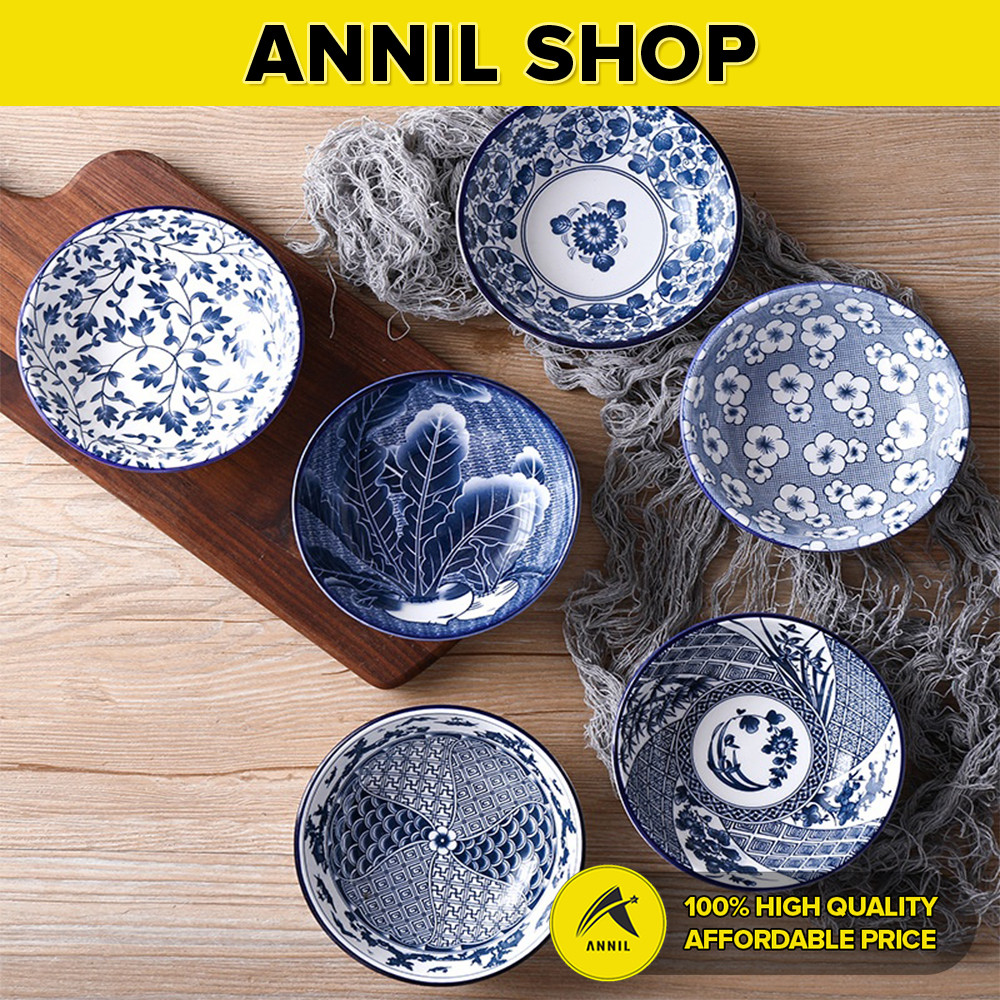 Annil Ceramic Tableware 13cm Dinner Bowl Set, Microwavable Saucer Plate ...