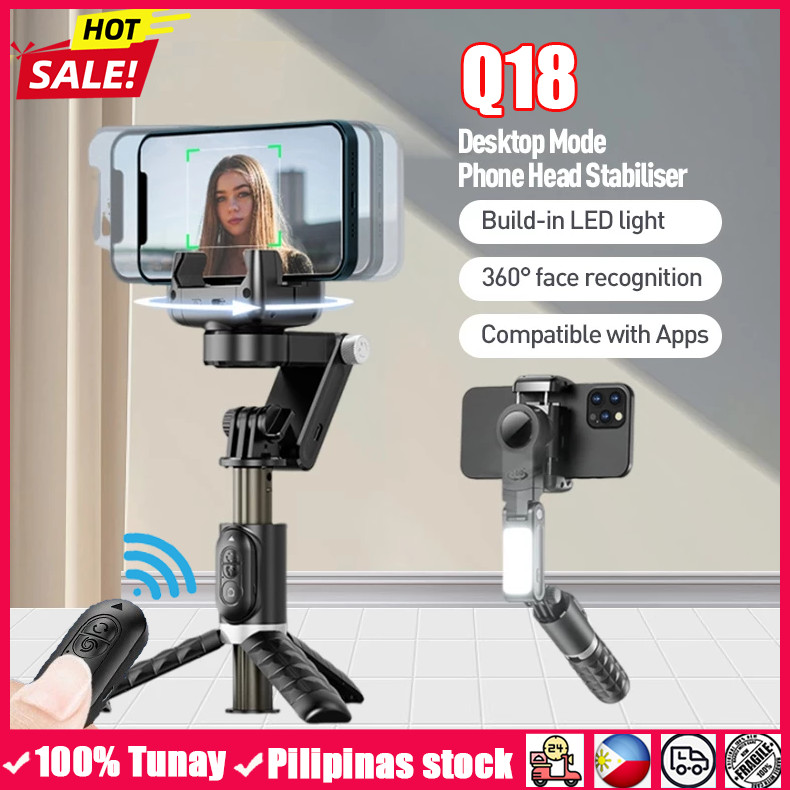 Q18 4in1 Gimbal Stabilizer 360° Rotation Tripod with Face/Object Tracking for Video Recording ...