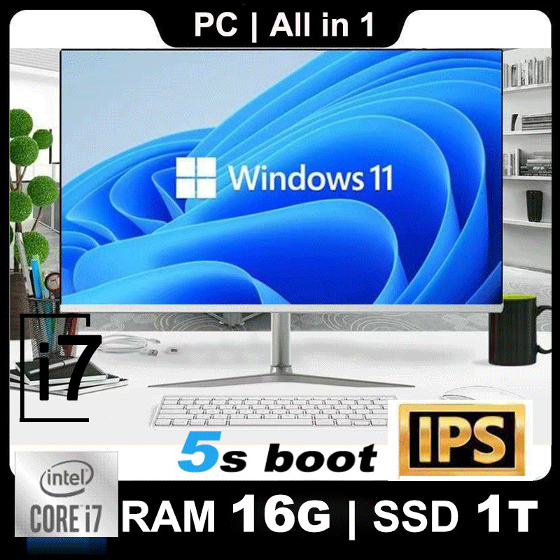 All in one desktop pc 24" inch Curved screen intel core i7+ 2X8GBRAM ...