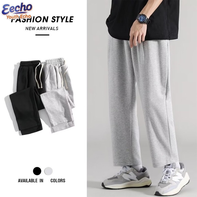 M-5XL Men's Summer Loose Wide Leg Sweatpants Thin Solid Color Baggy ...