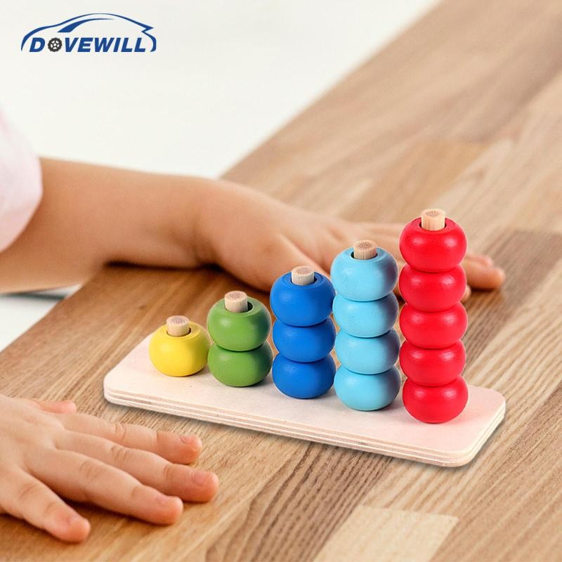 [Dovewill] Wooden Color Sorting Stacking Toys Math Learning Colored ...