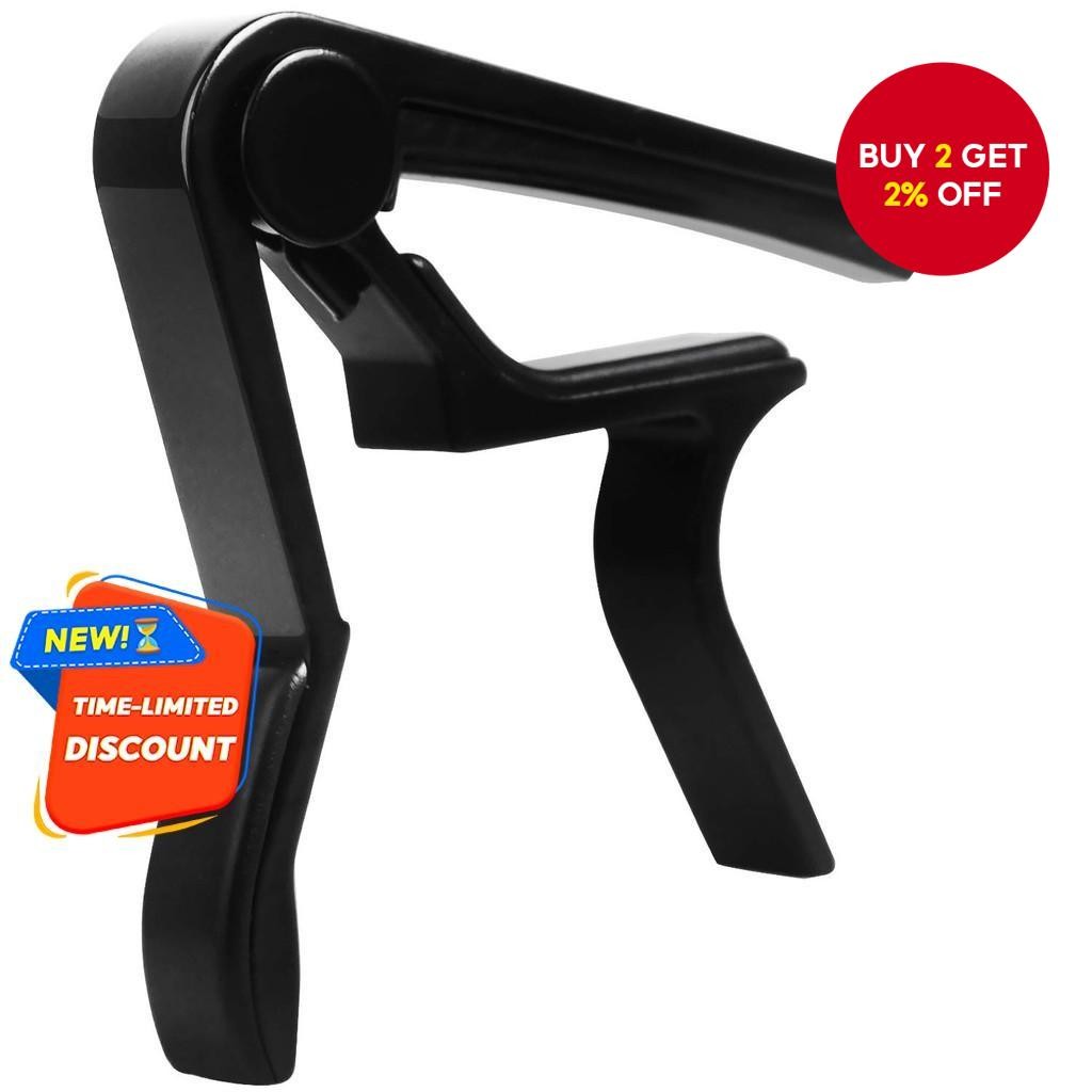 Single-handed black guitar capo for acoustic and electric guitars ...