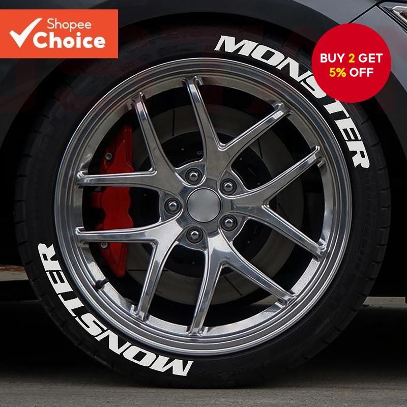 2 PCS MONSTER Car Tire Sticker Stiker Tayar Tyre Sticker PVC T ire ...