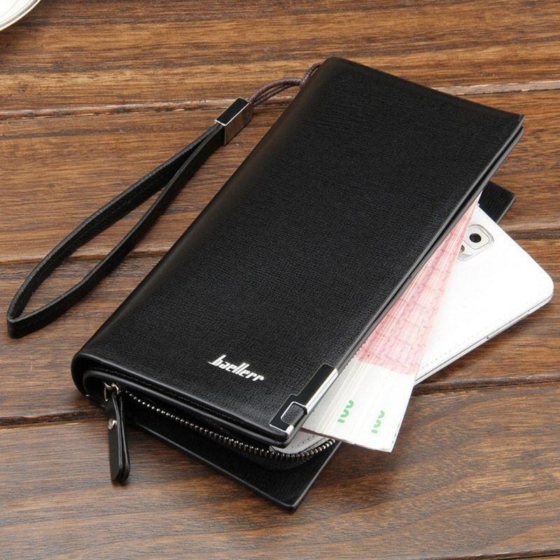【SAB】Men's Long Wallet Leather Wallet For Men Smart Wallet Card Holder ...