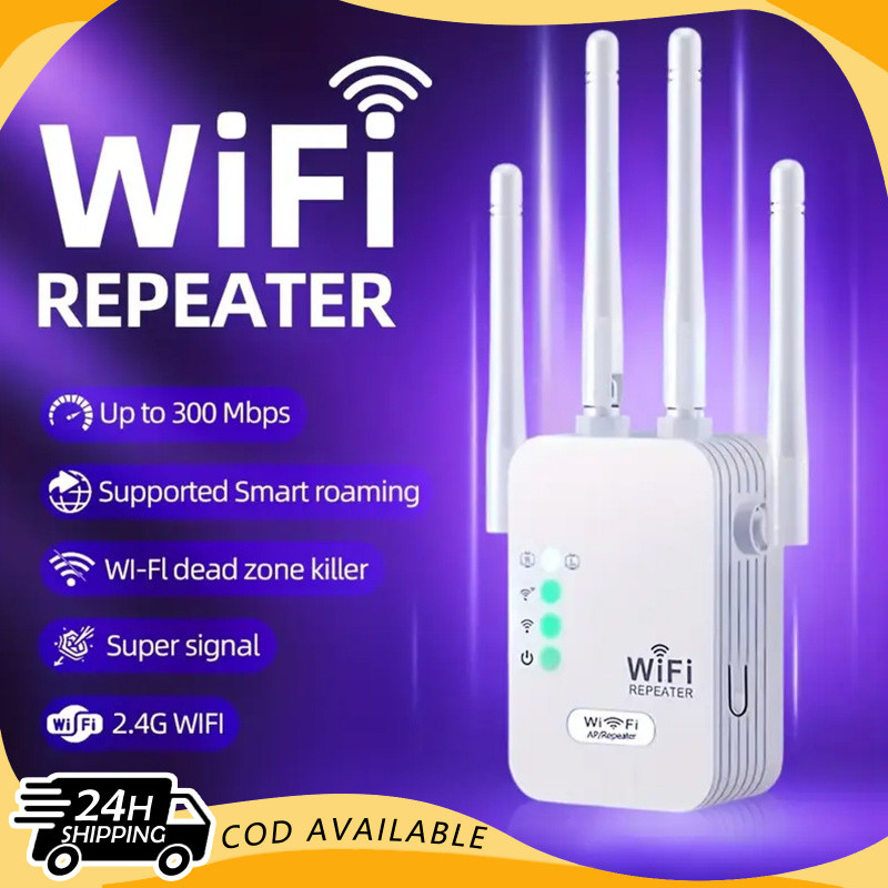 4 Antenna Wifi Repeater 400Mbps Fast Speed WiFi Range Extender 2.4G ...