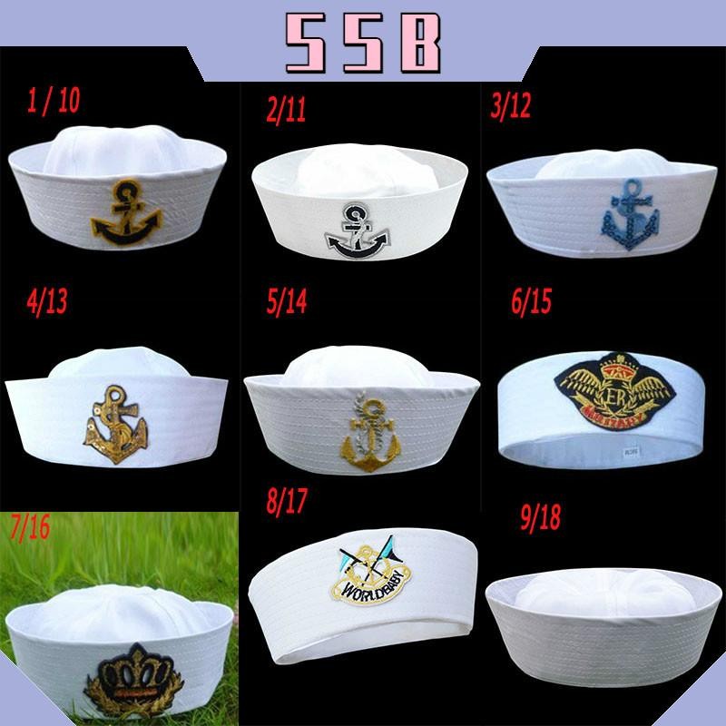 Military Hats Sailors Captain White Hat Navy Marine Cap With Anchor Sea ...