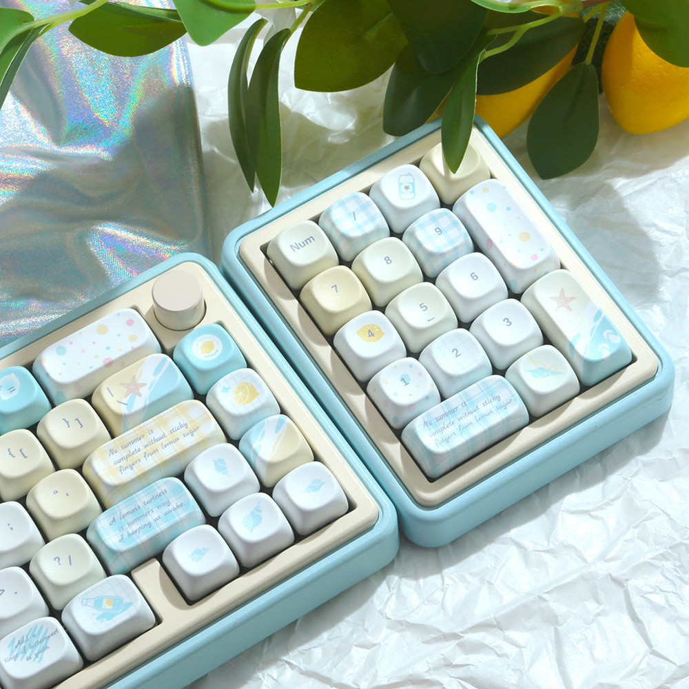 Lemon Summer Keycap MOA Height PBT Heat Sublimation Milk Blue Cute Girl ...
