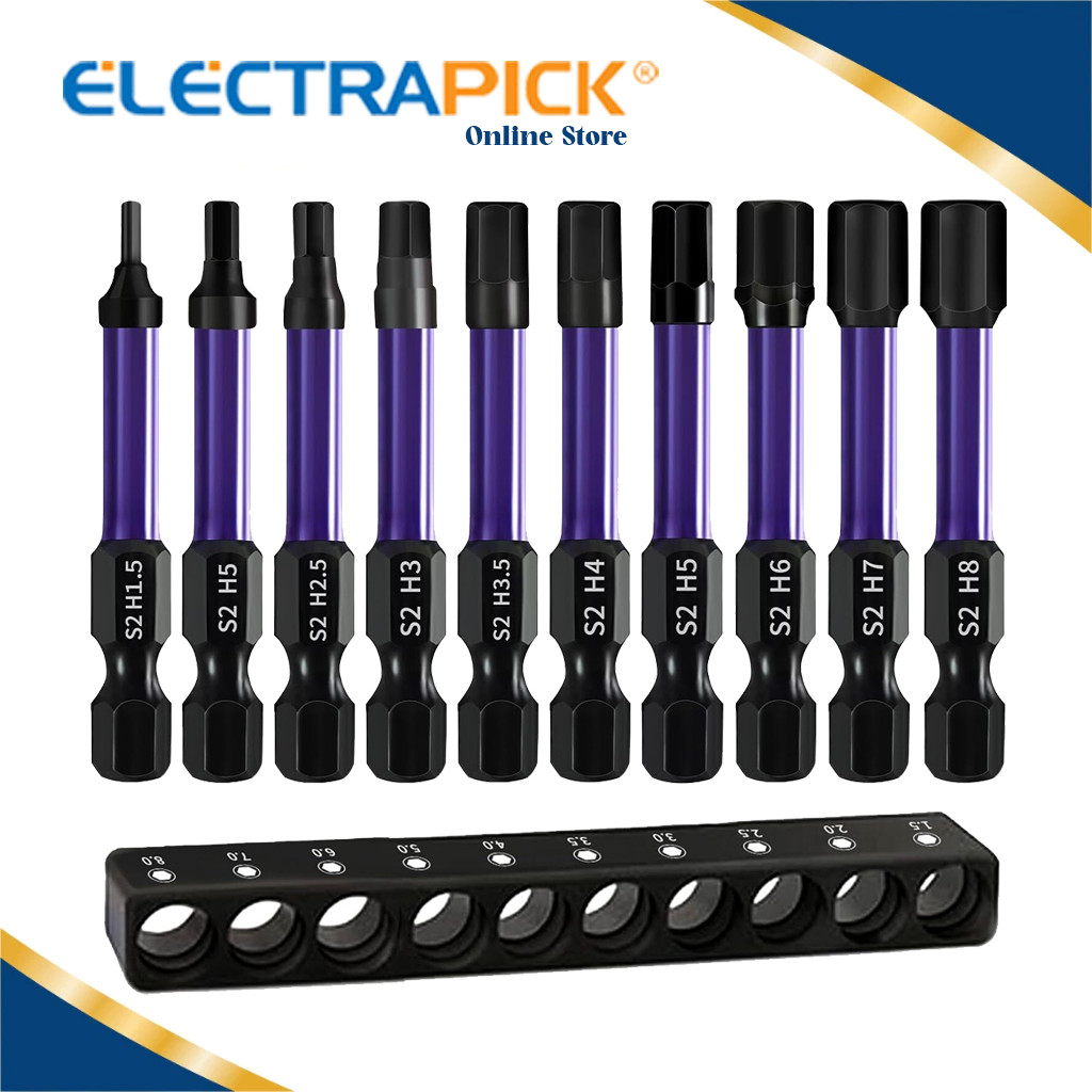 Electrapick 10Pcs Hex Head Allen Wrench Drill Bit Set 1/4 Inch Impact Driver Magnetic Bit UK ...