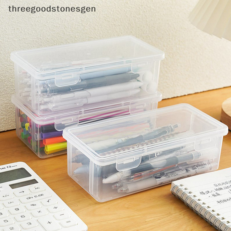 TGS Transparent Pencil Box Hard Plastic Pencil Case Crayon Pen Box ...