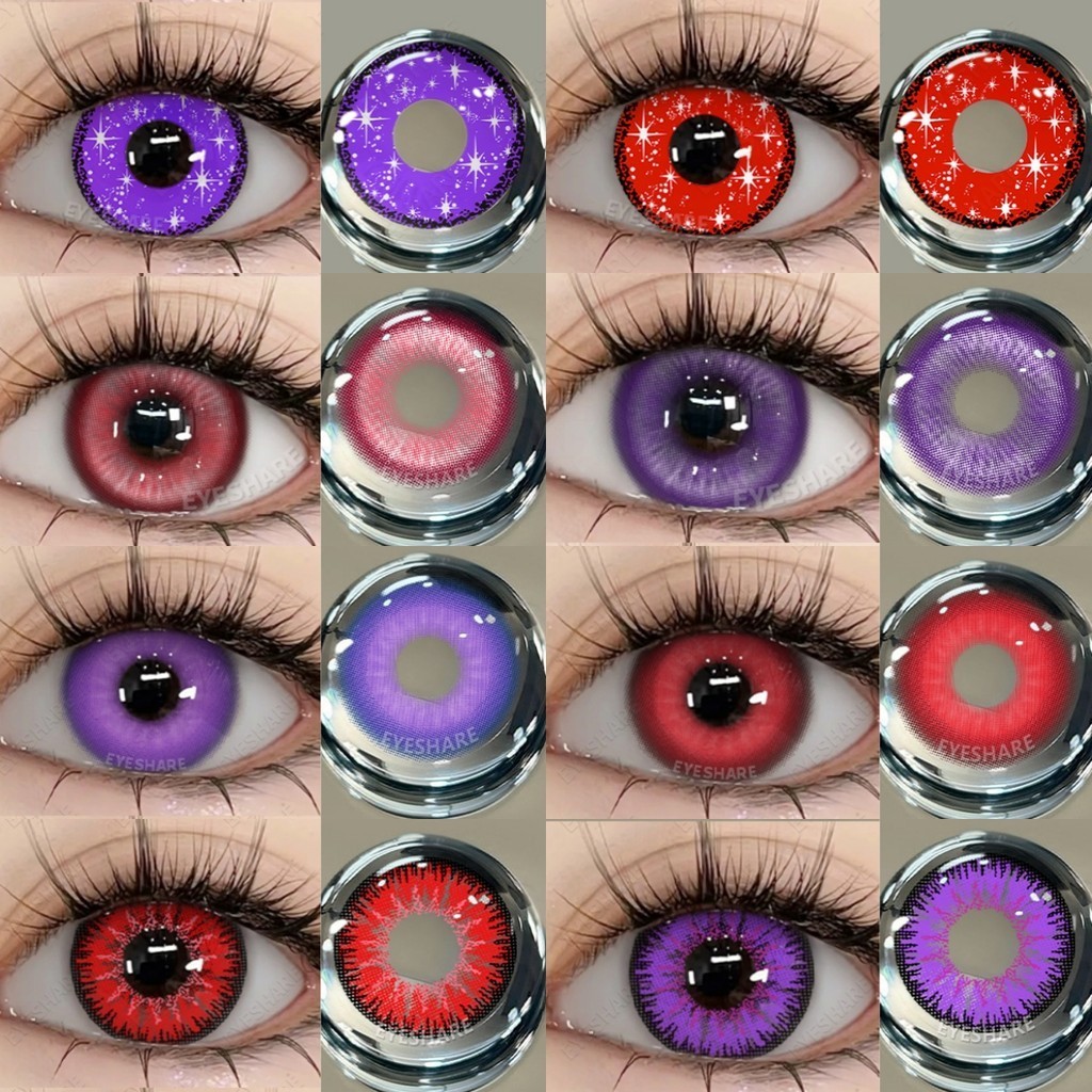 EYESHARE 1 Pair Colored Contact Lenses Cosplay Colorful Contact Red ...