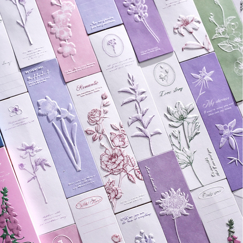 20 Pcs/pack Nature Themed Bookmarks Floral Bookmark Relievo Paper ...