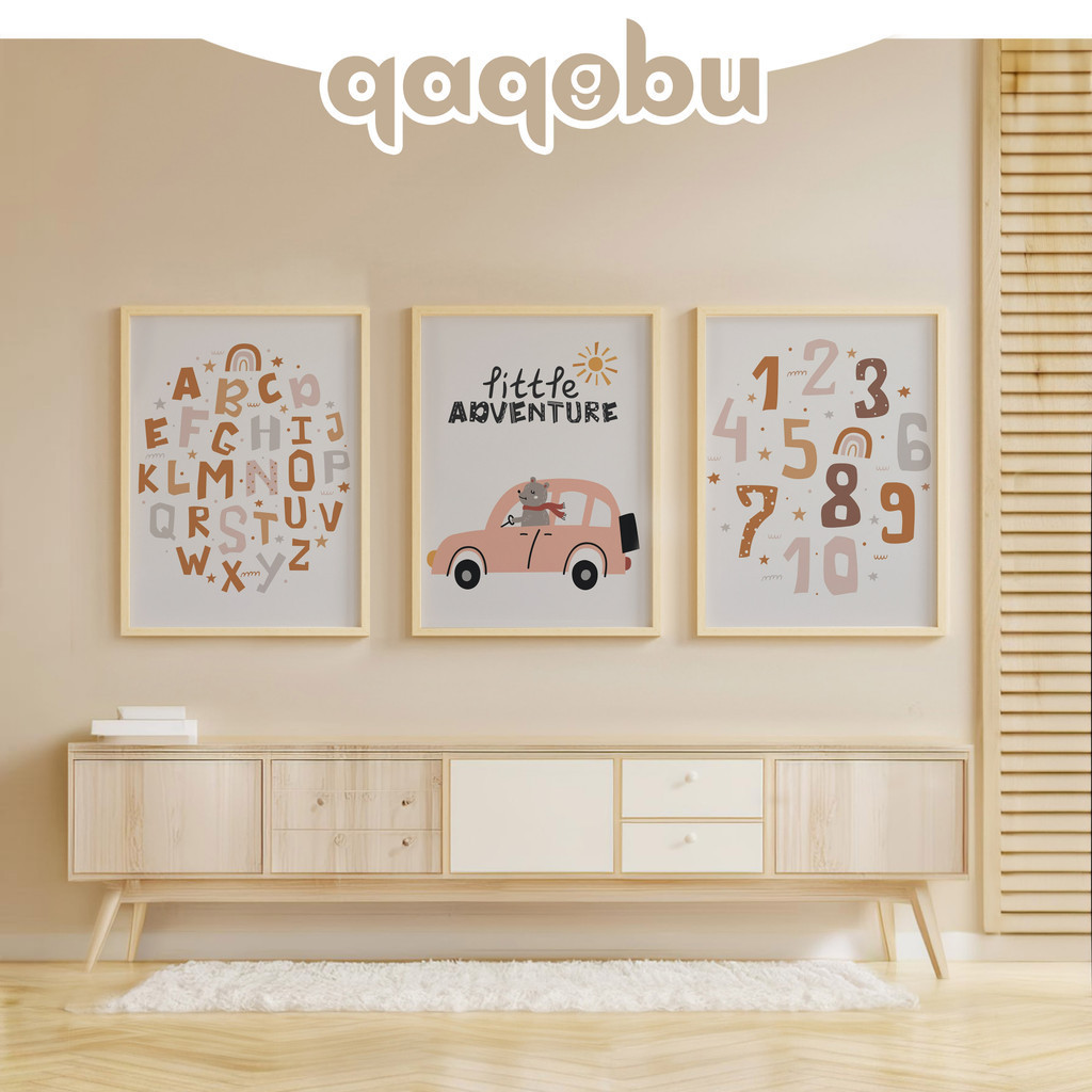 Package of 3 PCS Wooden Frame Posters A3 Alphabet Posters, Educational ...
