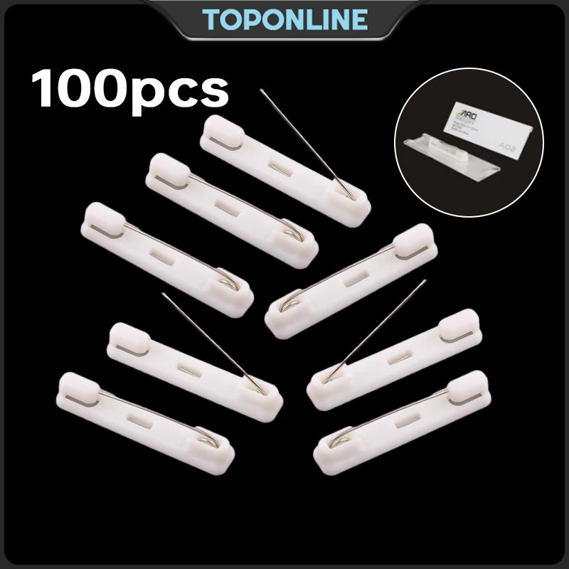 100Pcs 3cm White Plastic Lapel Pin Name Badges Pin Safety Bar Pins for ...