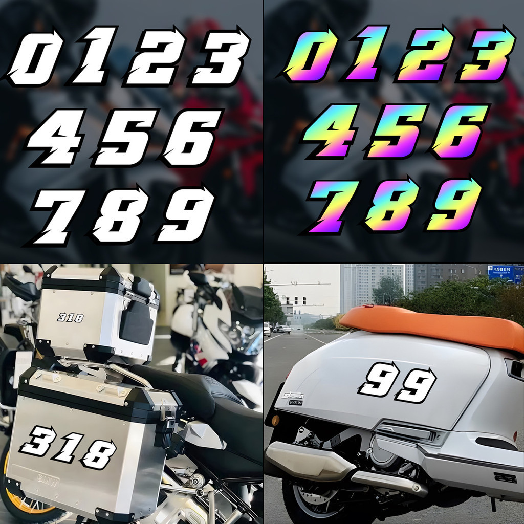 Number 0123456789 Motorcycle Sticker Motorcross Fuel Helmet Windshield ...