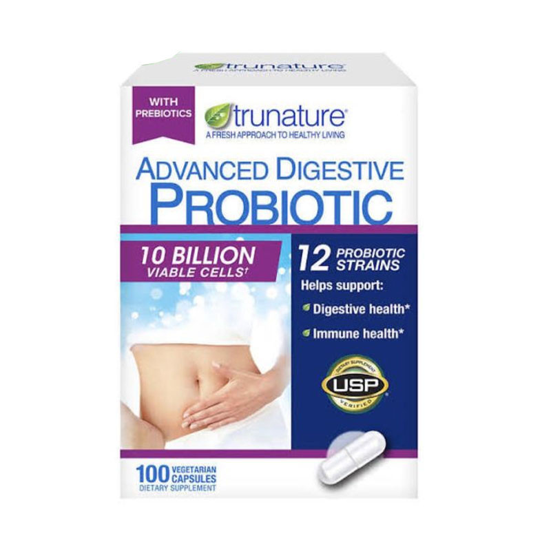 Trunature advanced digestive probiotic 100 caps 10 billion active ...
