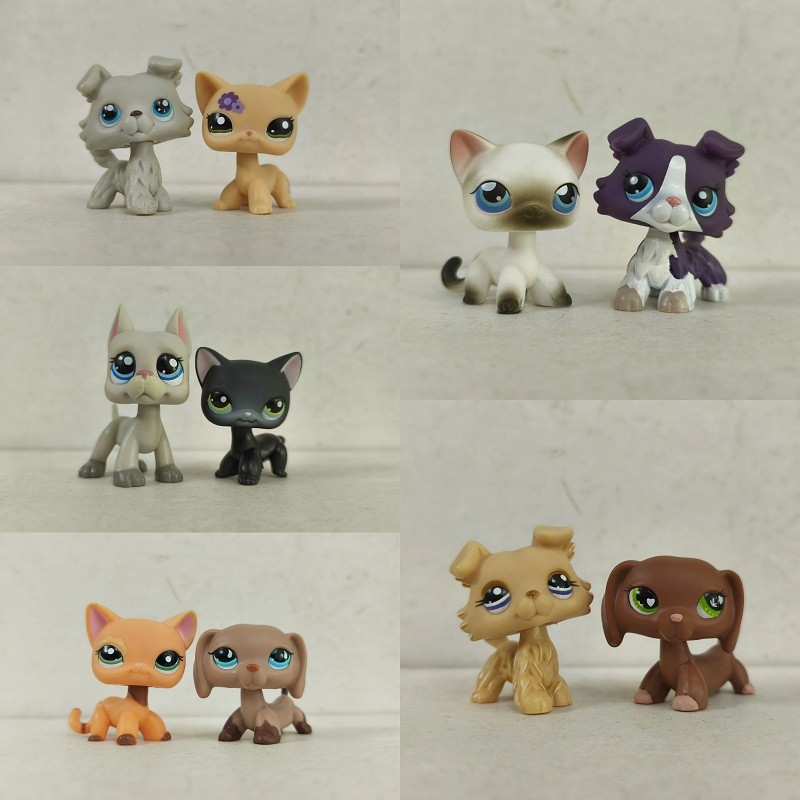 2pcs/lot LPS Toys Littlest Pet Shop Spaniel Dog Cat Animal Figures #679 ...