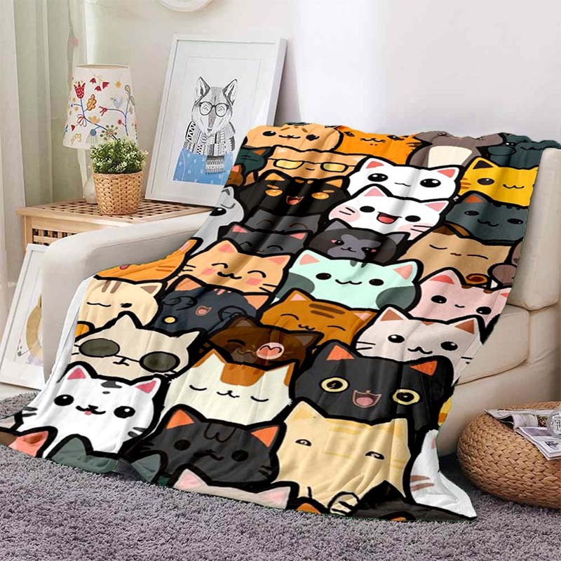 Fun Kids Cat Blanket Plush Blanket Cozy Warm Soft Fleece Blanket Plush ...