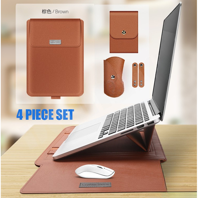 4 in1 set Laptop stand bag/Pouch Leather Sleeve magnets Waterproof ...