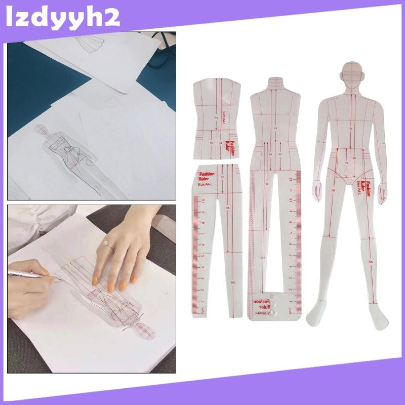 [Lzdyyh2] Fashion Drawing Template Ruler Lightweight Clear Sewing ...