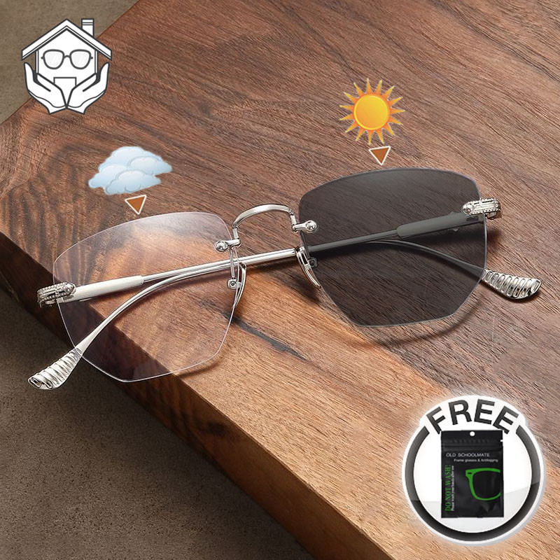 Photochromic Anti Radiation Frameless Glasses For Men Women Rimless ...