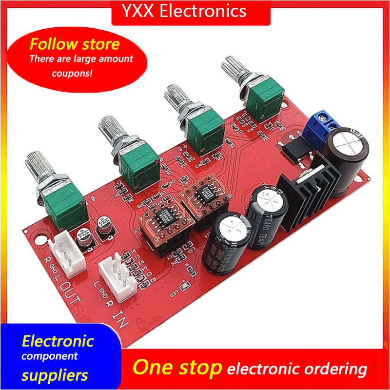 Ad828 preamplifier volume control board with mid high and low frequency ...