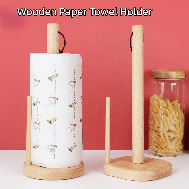 Wooden Paper Towel Holder Countertop Tissue Holder Rack Paper Towel ...