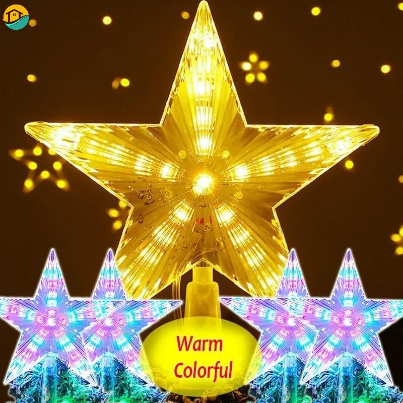 Glitter Christmas Tree Topper Star Shape LED Copper Wire Lights New ...
