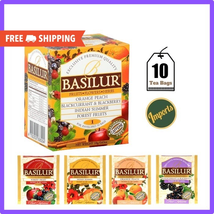 Basilur Caffeine-Free Fruit Infusions Assprted 10 Individual Foil ...