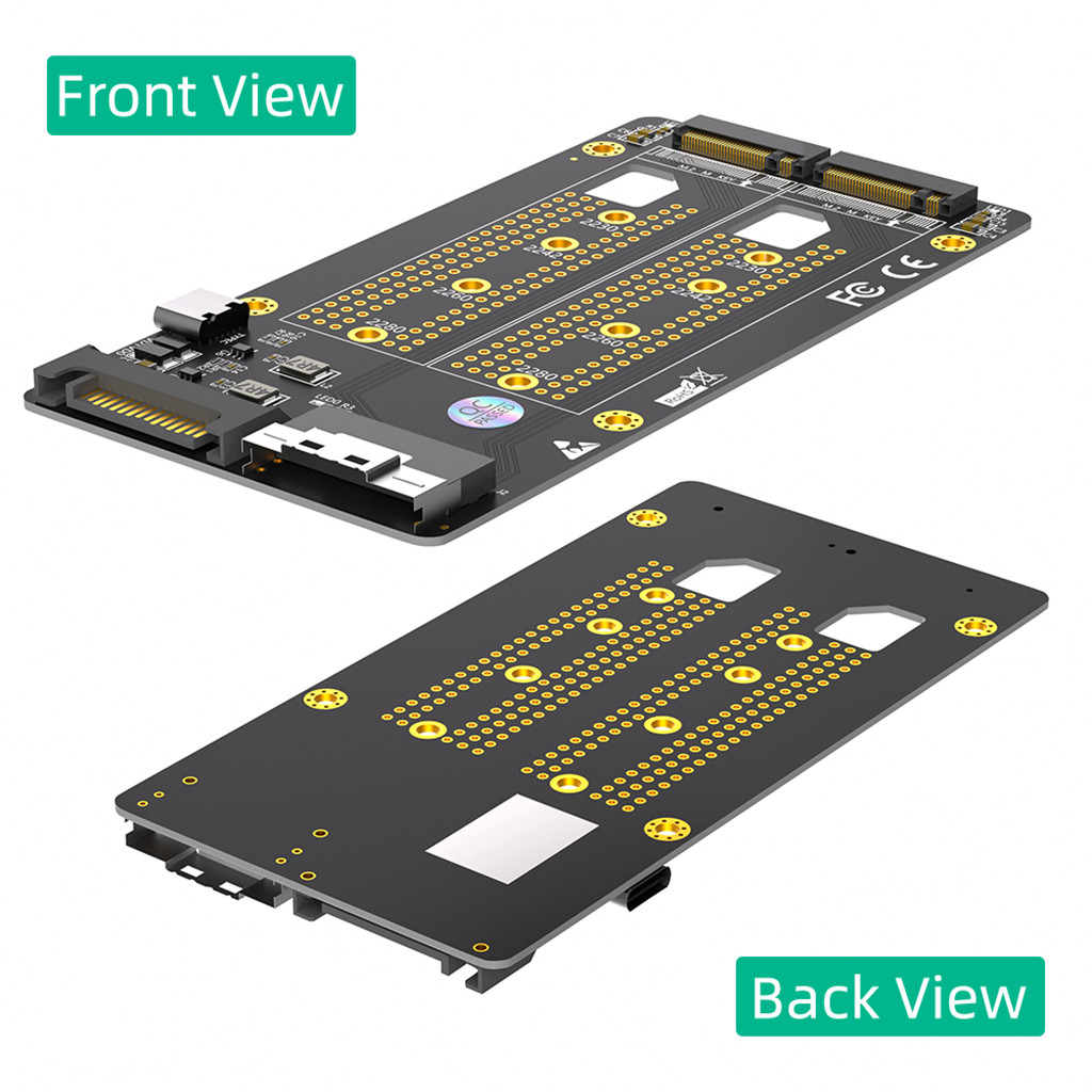 Dual M.2 M Key to SFF-8654 8i Adapter SATA Type C Power Supply ...
