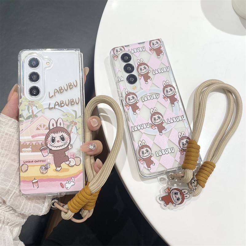 For Samsung Z Fold6 Casing Fold4 Fold3 Fold5 Cartoon LABUBU Transparent ...