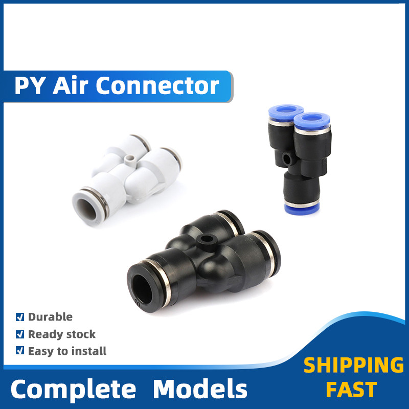 4 6 8 10 12 14 16mm Y Style Air Pneumatic Fittings Plastic Connectors 3 ...