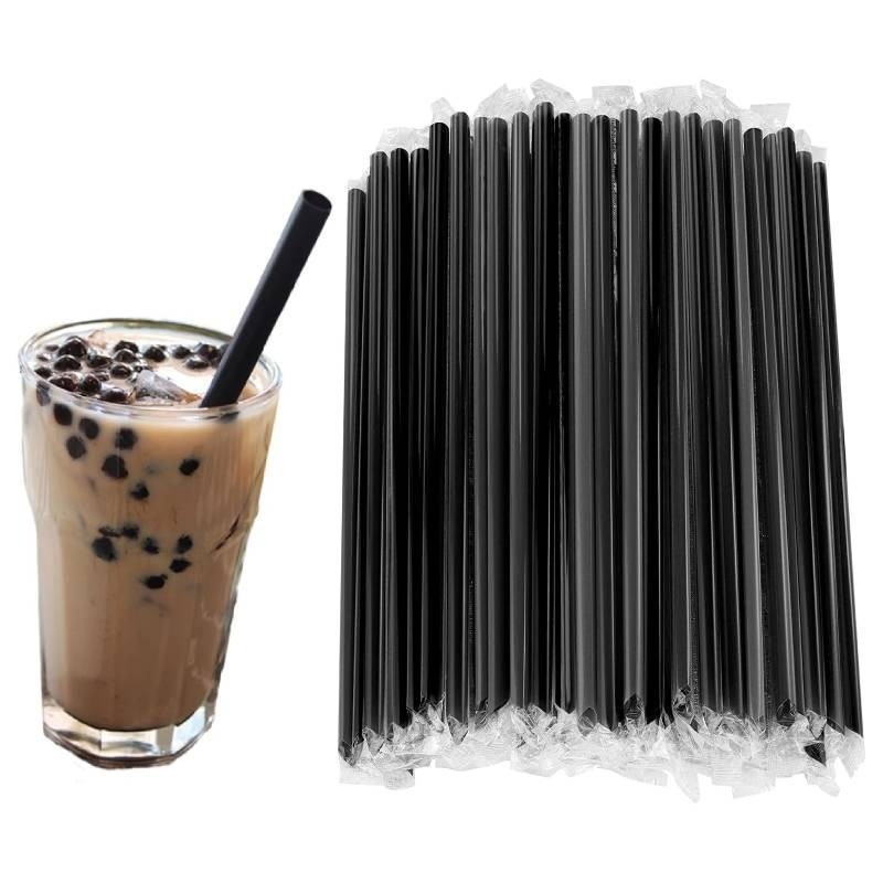 19/23CM 100pcs Thin Black Plastic Straw 6mm x 230mm Individually ...