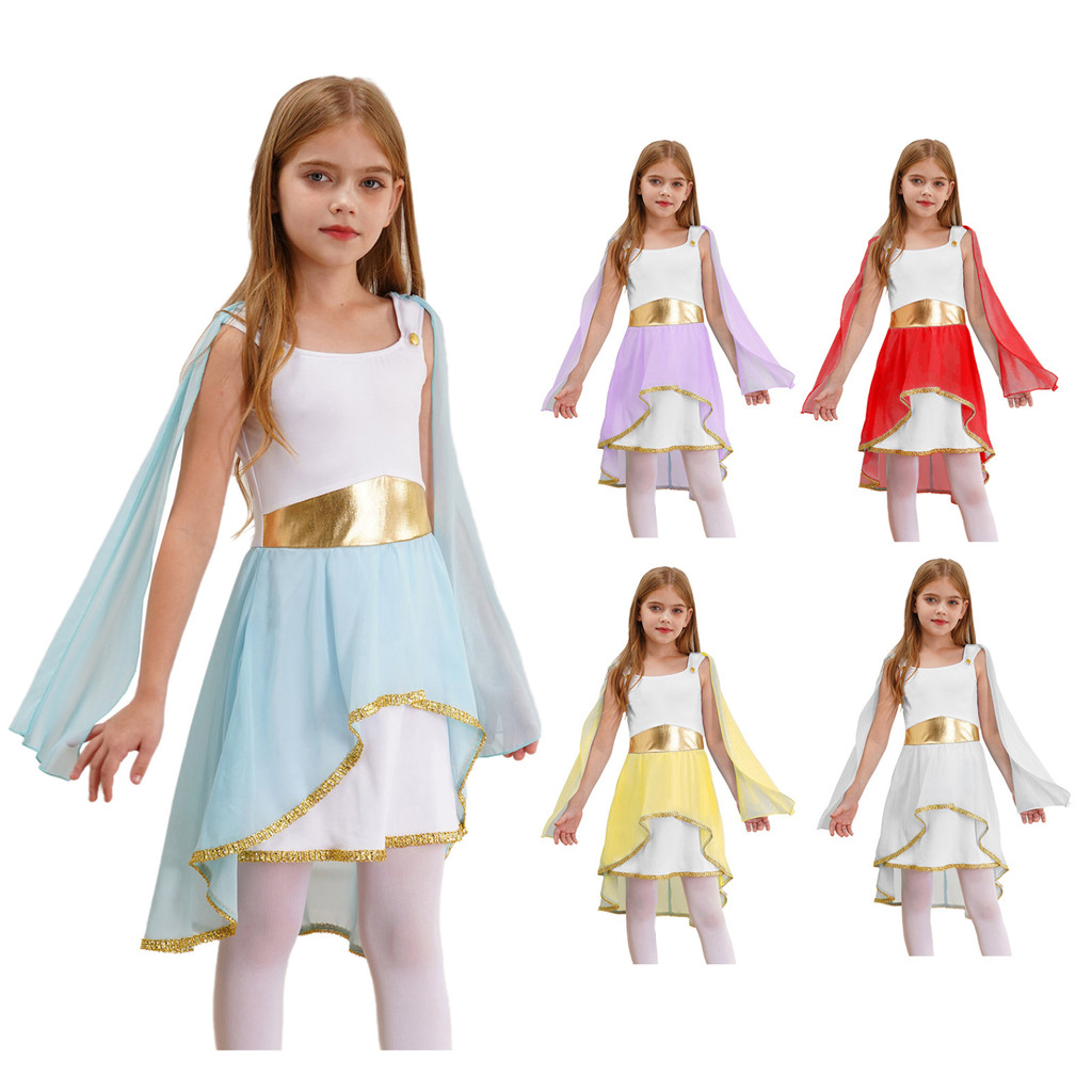 Lorilida Girl Ancient Greek Toga Costume Sleeveless Patchwork ...