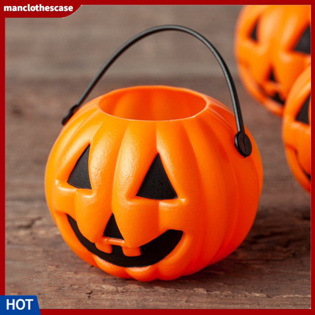 manclothescase Halloween Party Supplies Plastic Pumpkin Bucket Portable ...