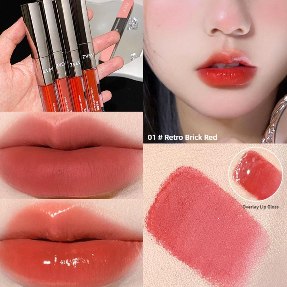 Double Headed Lip Gloss Mirror Water Gloss Lip Gloss Student Party High ...