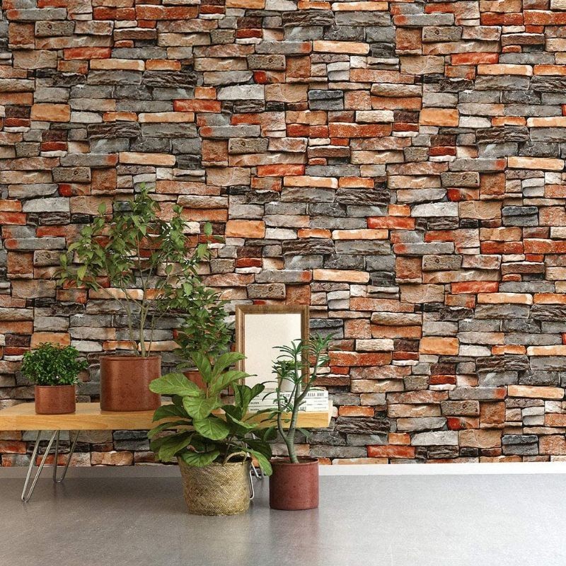 MERAH Red Natural Stone Wall Wallpaper 45cm x 9m Room Decor | Kitchen ...