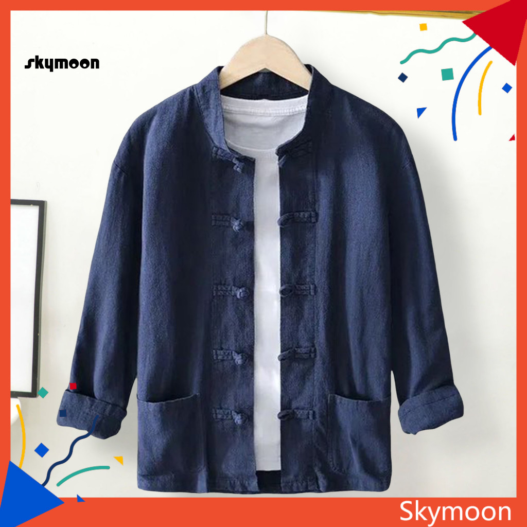 Skym* Long-sleeve Button-up Shirt Button-up Long-sleeved Shirt Chinese ...