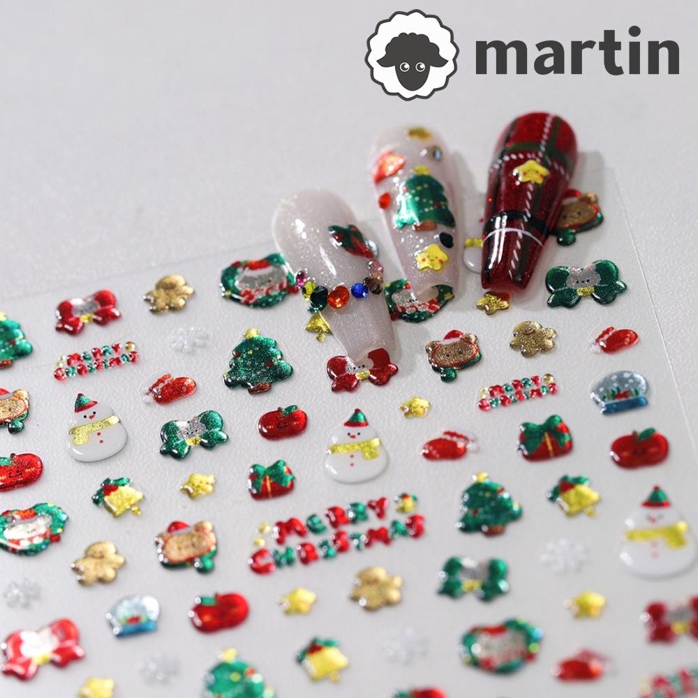 MARTIN Christmas Nail Stickers, Cartoon Manicure Ornaments Christmas ...
